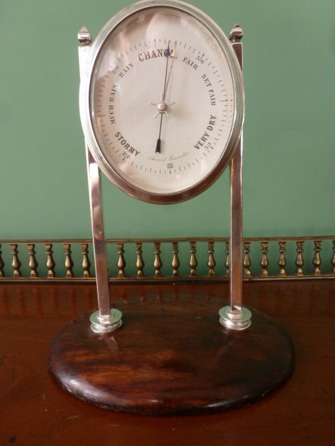 A Fine Small Silver Plated Desk Barometer - The Norwich Antique Clock Shop